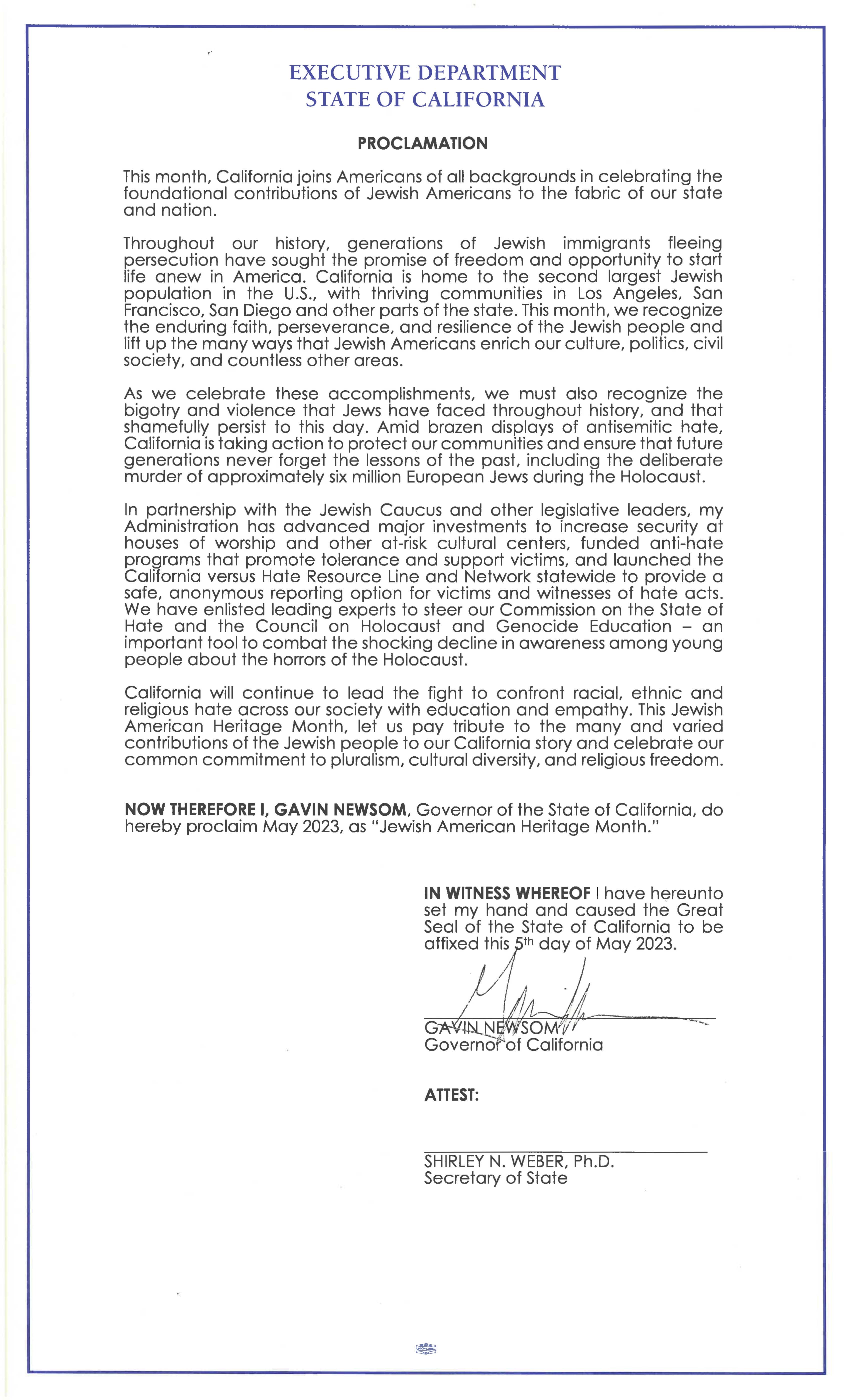Governor Newsom Proclaims Jewish American Heritage Month | Governor of ... Governor Newsom Proclaims Jewish American Heritage Month | Governor of ...