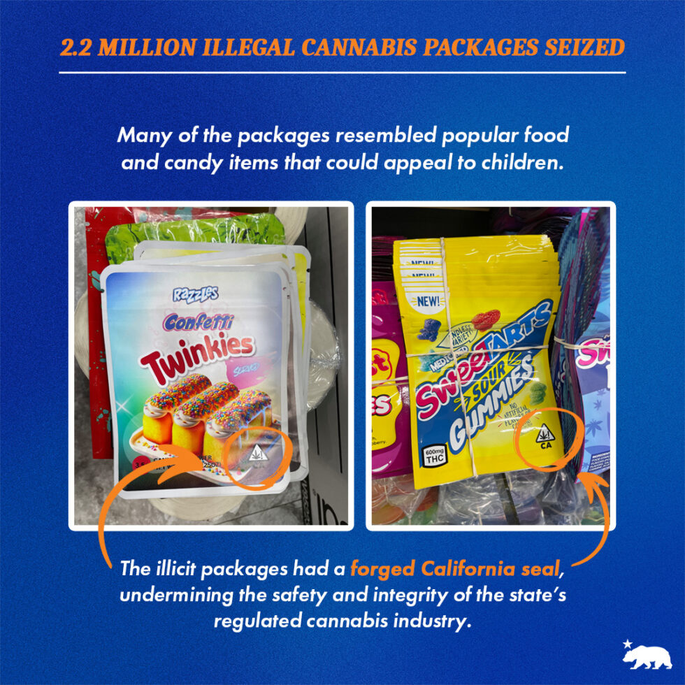 California seizes over 2.2 million illicit cannabis packages, many ...