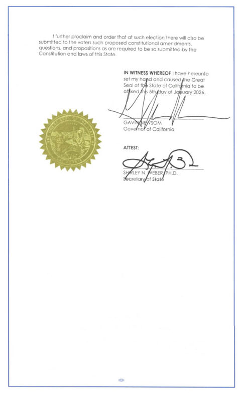 Governor Newsom issues proclamation declaring 2026 statewide primary ...