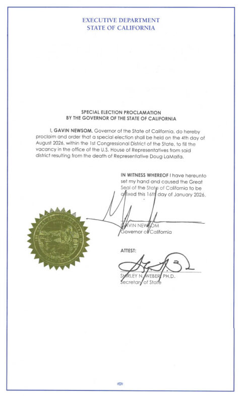 Governor Newsom Issues Proclamation Declaring Special Election for CA ...